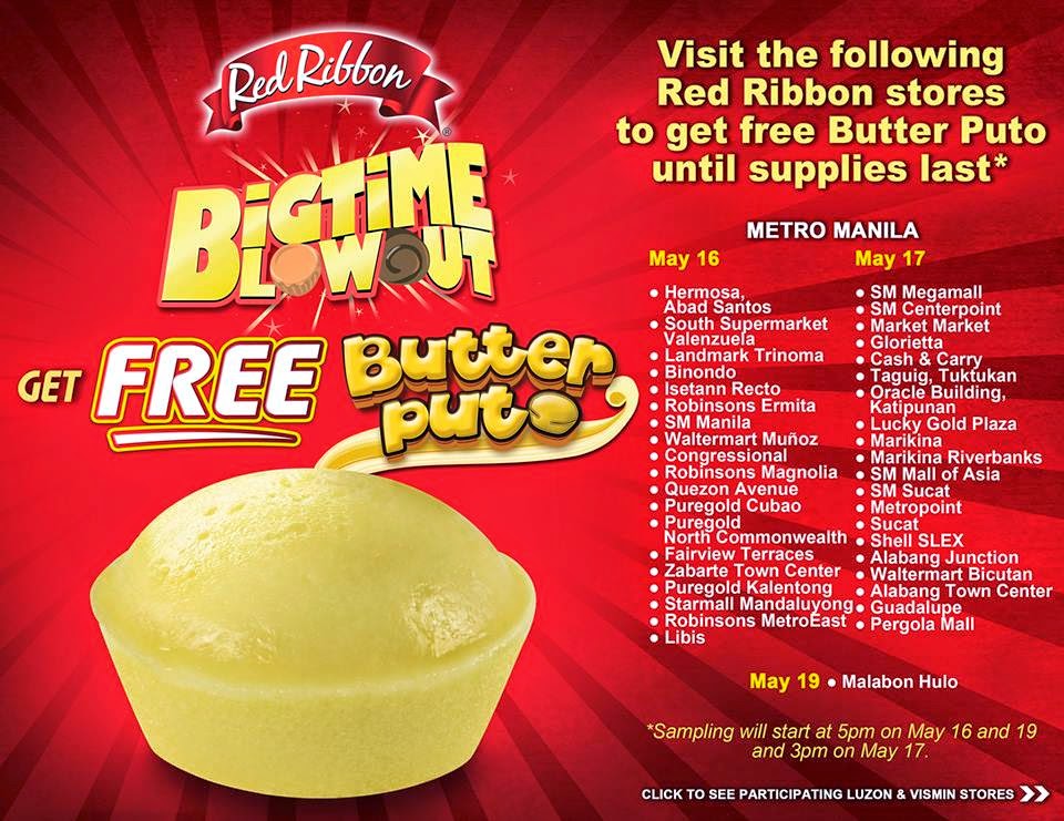 Manila Shopper: FREE Red Ribbon Butter Puto: May 16-17 2014