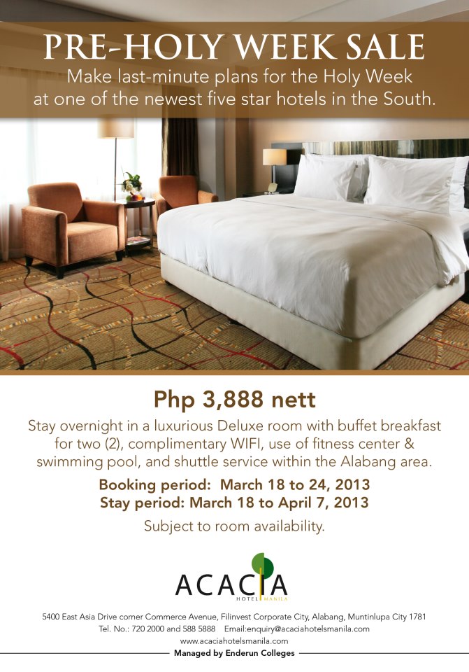 Manila Shopper: Acacia Hotel Pre-Holy Week Sale 2013