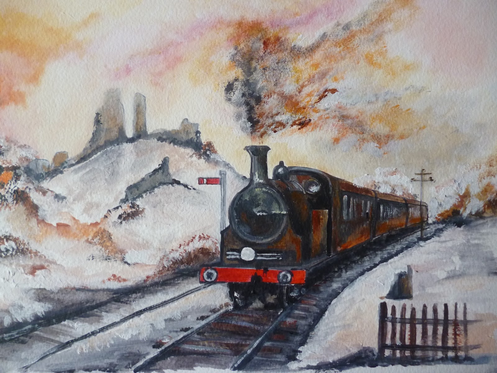 Supercosmic Art: Sunset Journey & Corfe Castle Station