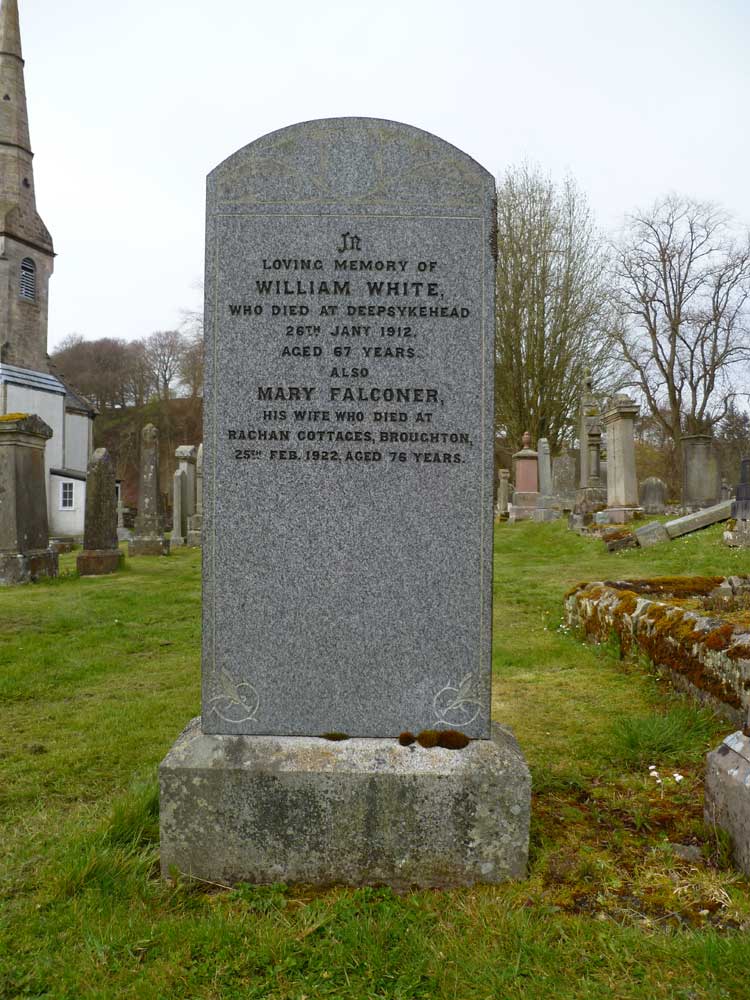 West Linton Graveyard: William White and Mary Falconer