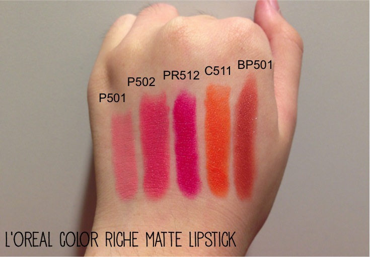 L'oreal Paris Color Riche Moisture Matte Lipstick SWATCHES! | MyStyleBite