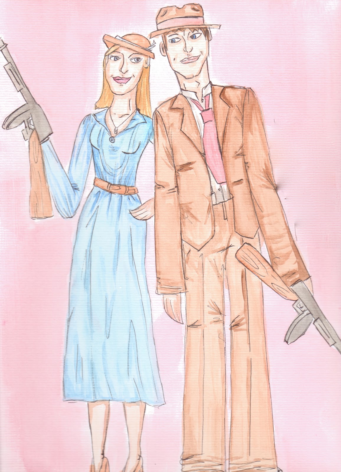 Melanie Whelan: Bonnie And Clyde Character Renderings