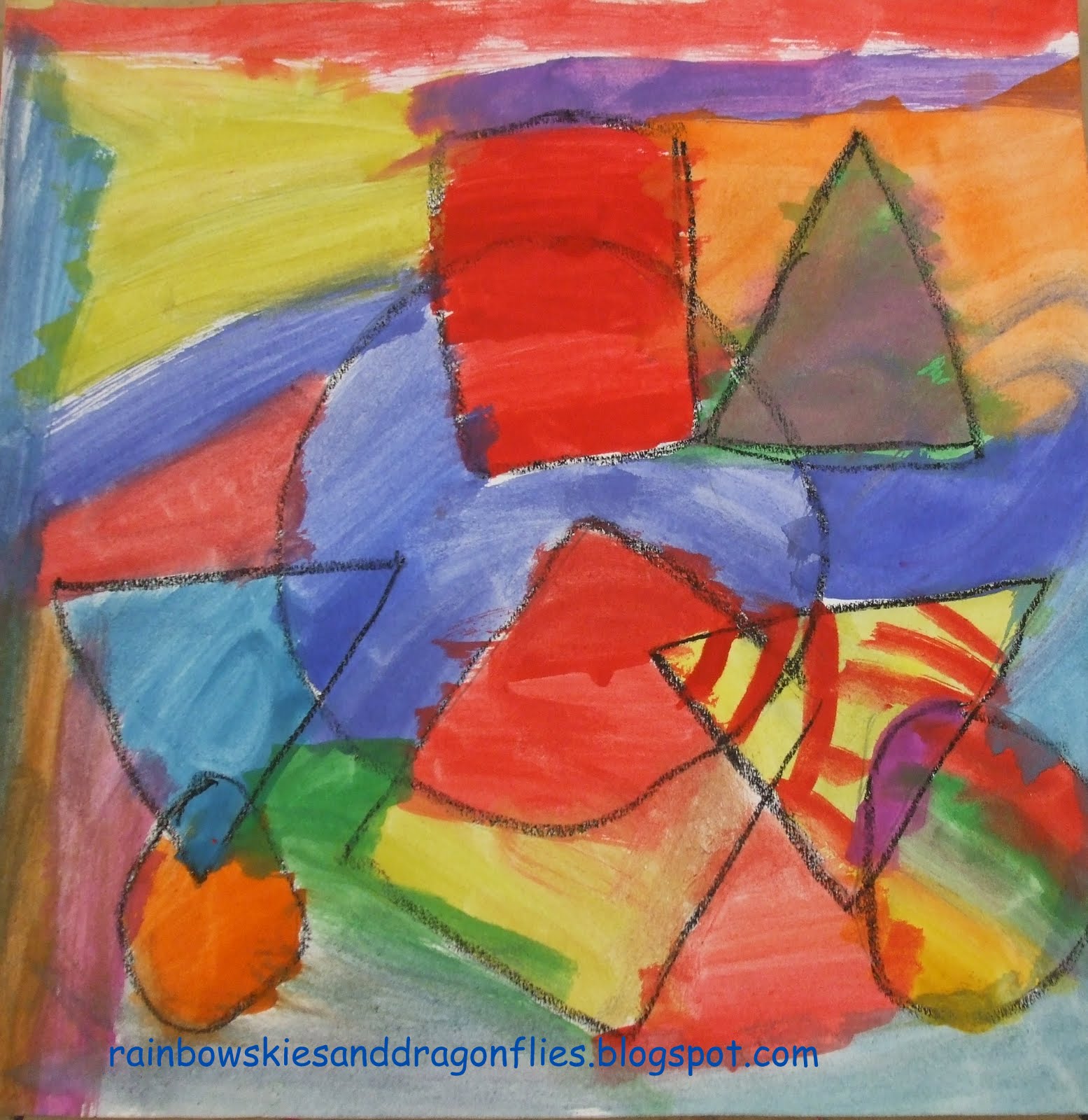 Rainbow Skies & Dragonflies: Shape Abstracts - 1st Grade