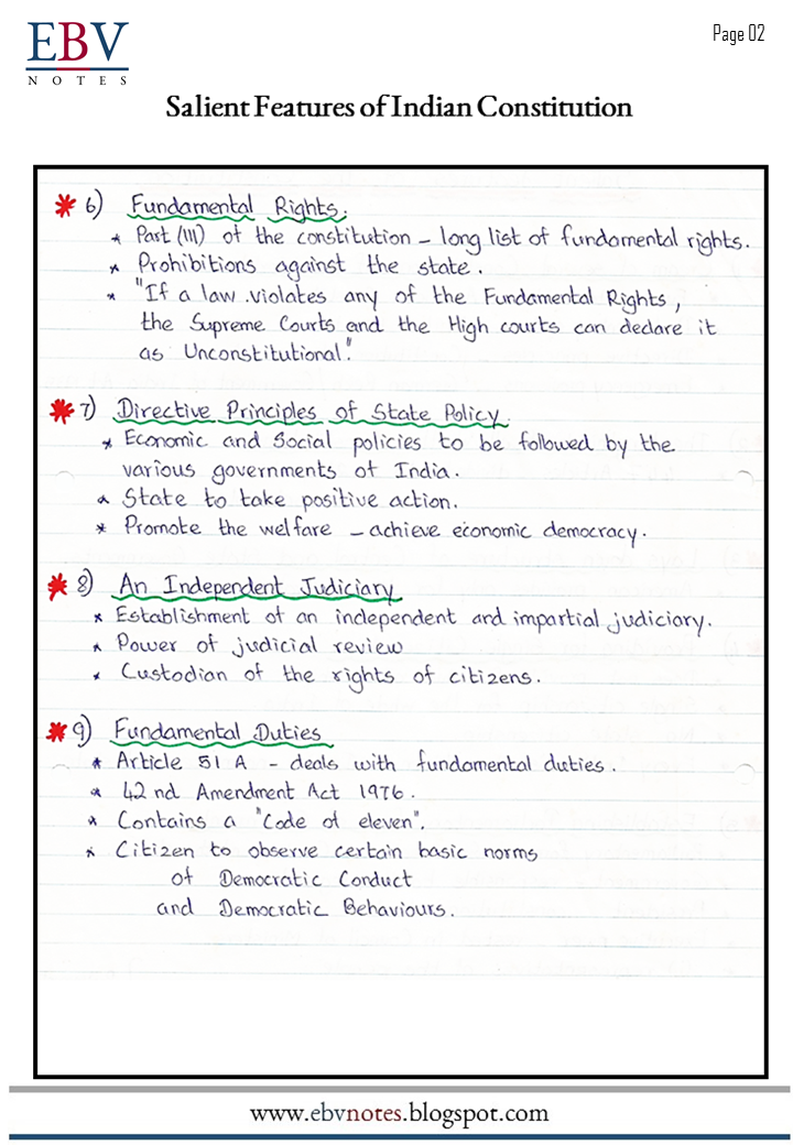 TOPPER'S NOTES: Salient Features of Indian Constitution | Short Exam Notes