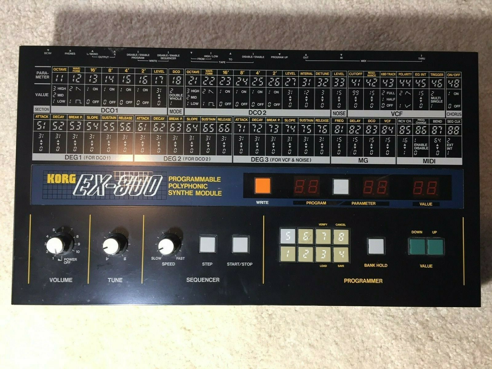 MATRIXSYNTH: 1984 KORG EX-800 PROGRAMMABLE ANALOG POLYPHONIC SYNTH SN ...