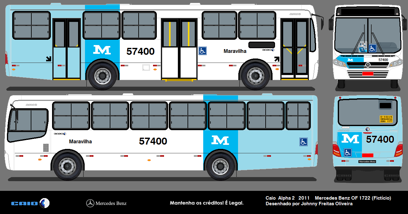 GRUPO MARAVILHA ÔNIBUS: Caio Alpha 2 2011 MBB OF 1722 (fictício)