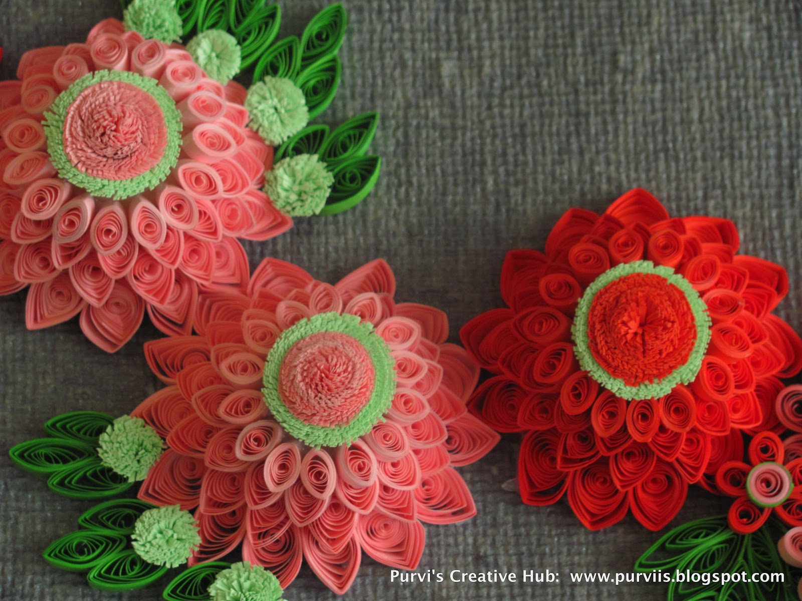 Purvi's Creative Hub: 3D Quilled Dahlias
