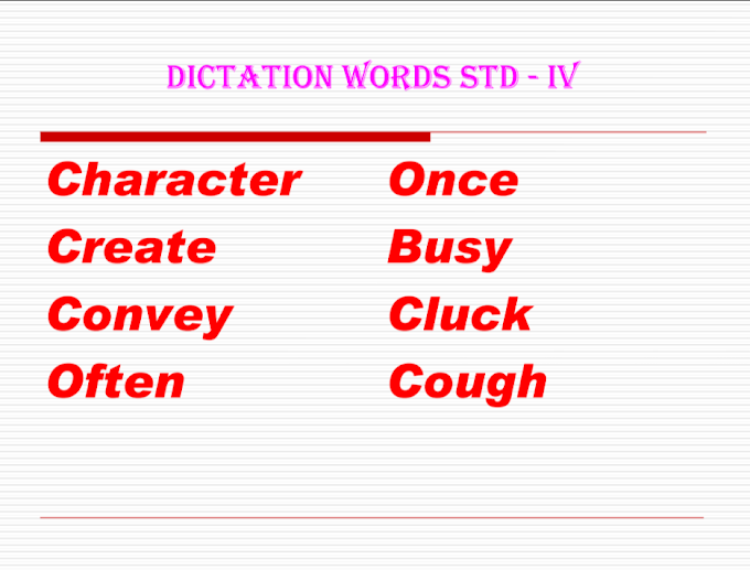 ENGLISH DICTATION WORDS - STANDARD-1,2,3,4