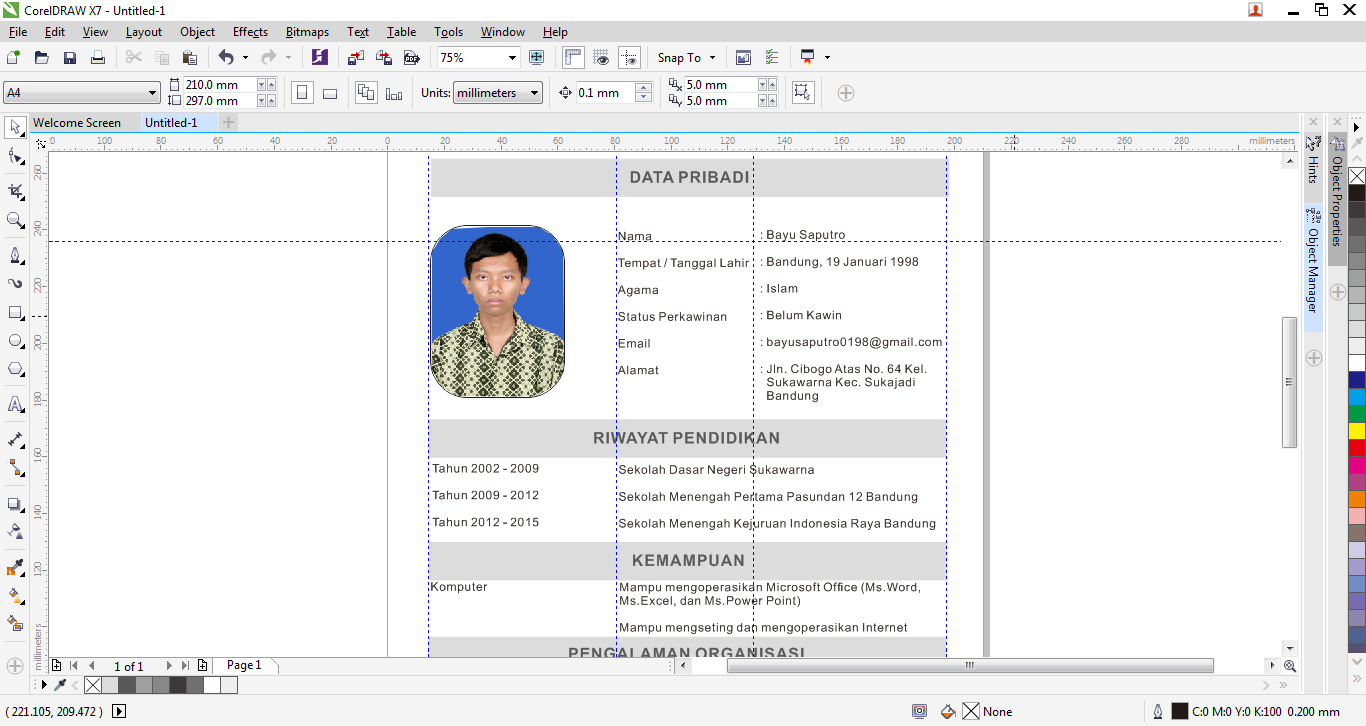 Membuat Curriculum Vitae [CV] dengan CorelDraw ~ Computer Image Design