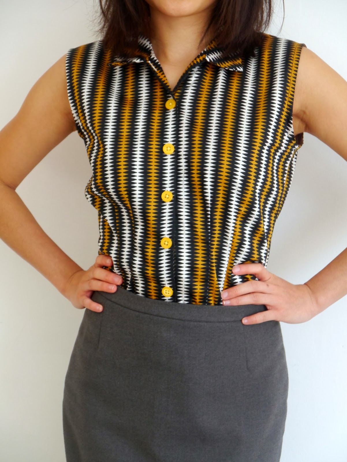 Queen of Darts: Geometric vintage blouse