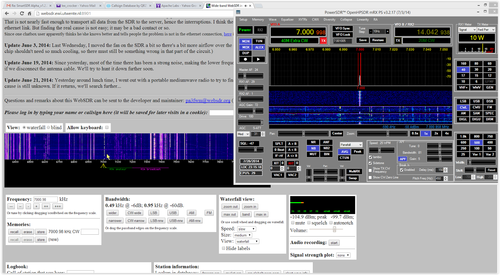 Software Defined Ham Radio: Listening to Anan-10 at the University of ...