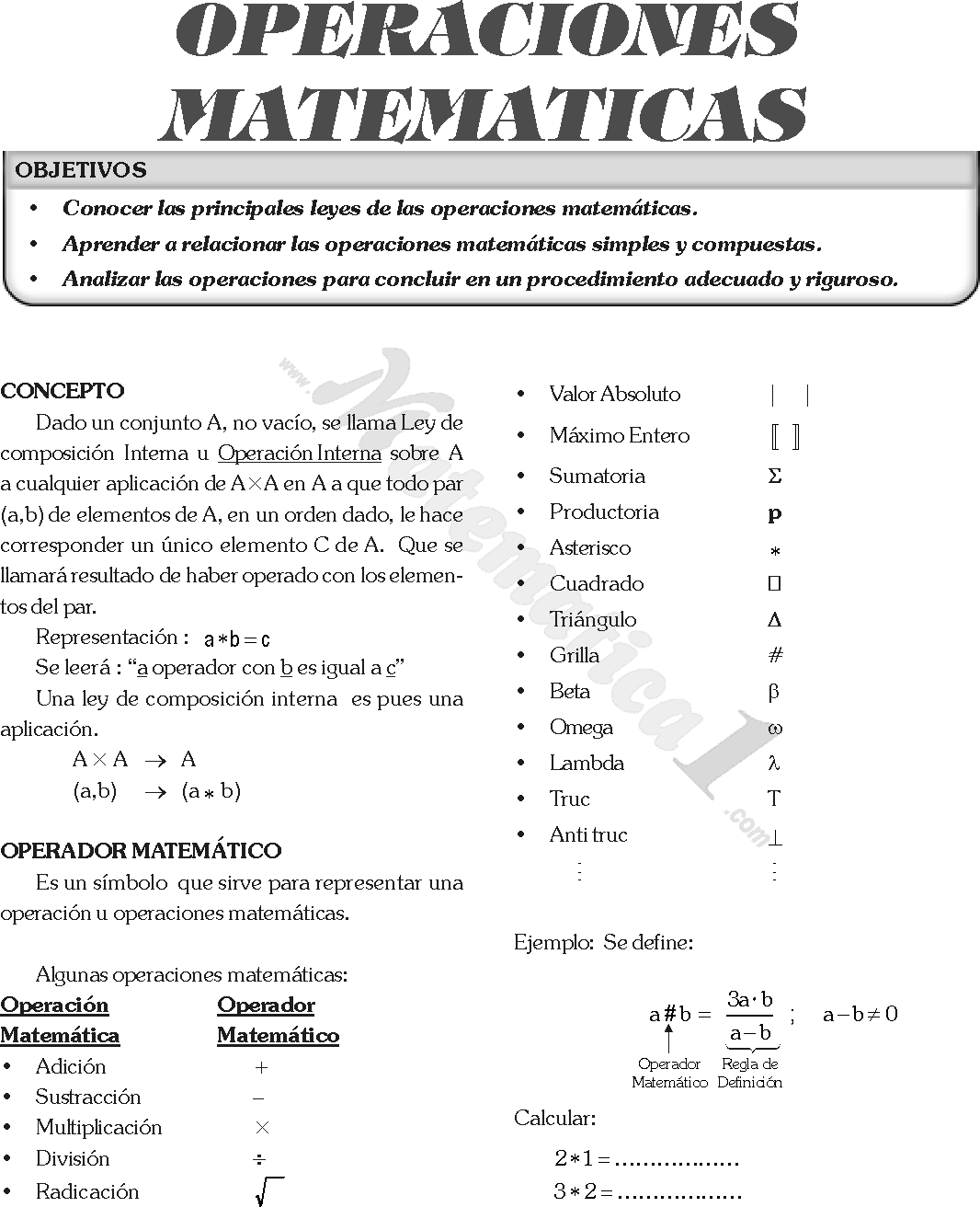 Operadores Matemáticos Métodos y Ejercicios Resueltos pdf Habilidad ...