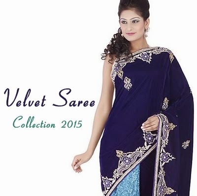 Indian Velvet Saree Blouse Designs 2015-2016 Velvet Sarees Collection ...