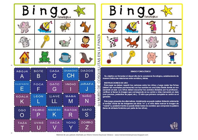 Rincón Didáctico: Bingo Fonológico