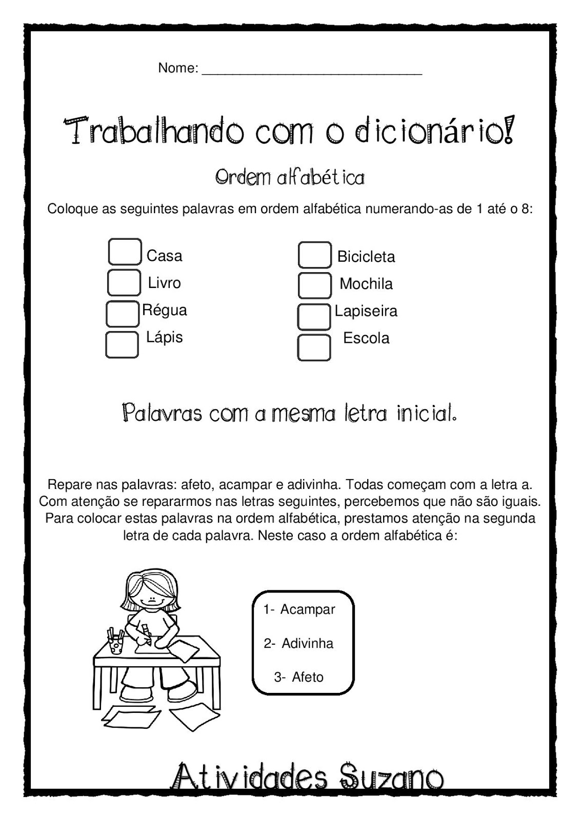 Usando o dicionário ~ Cantinho das Atividades