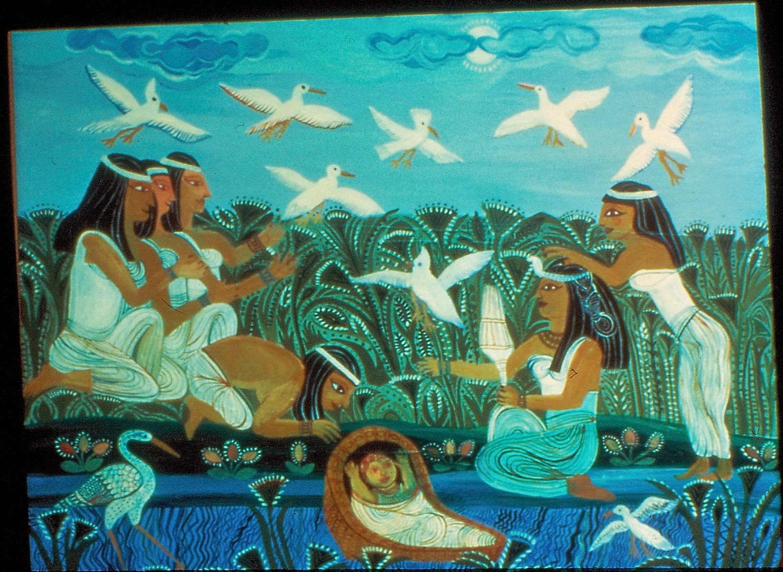 Paintings by Baila Feldman: Moses in the Bullrushes