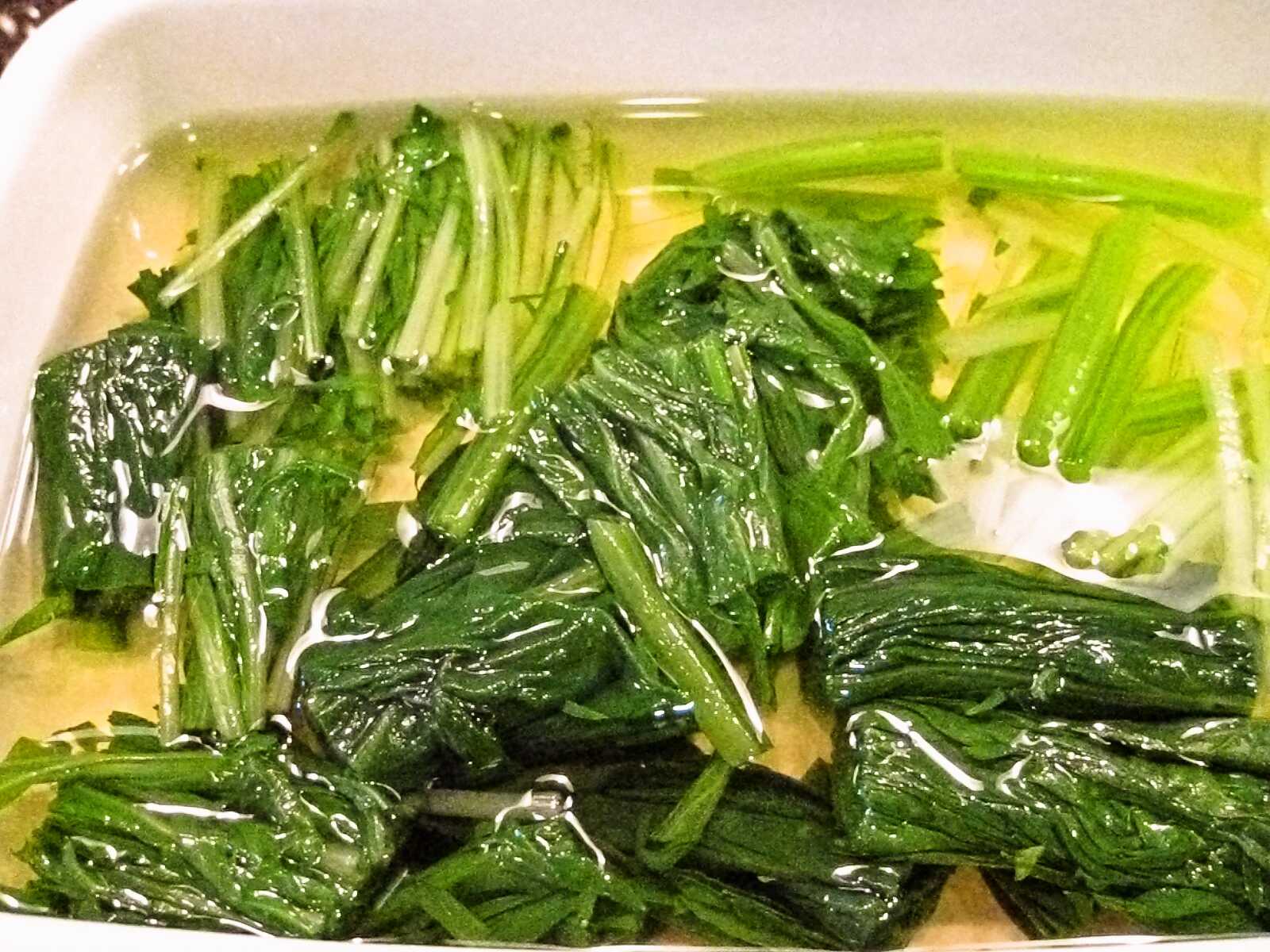Recipes for Tom: Mizuna to horenso no ohitashi / mizuna and spinach in ...