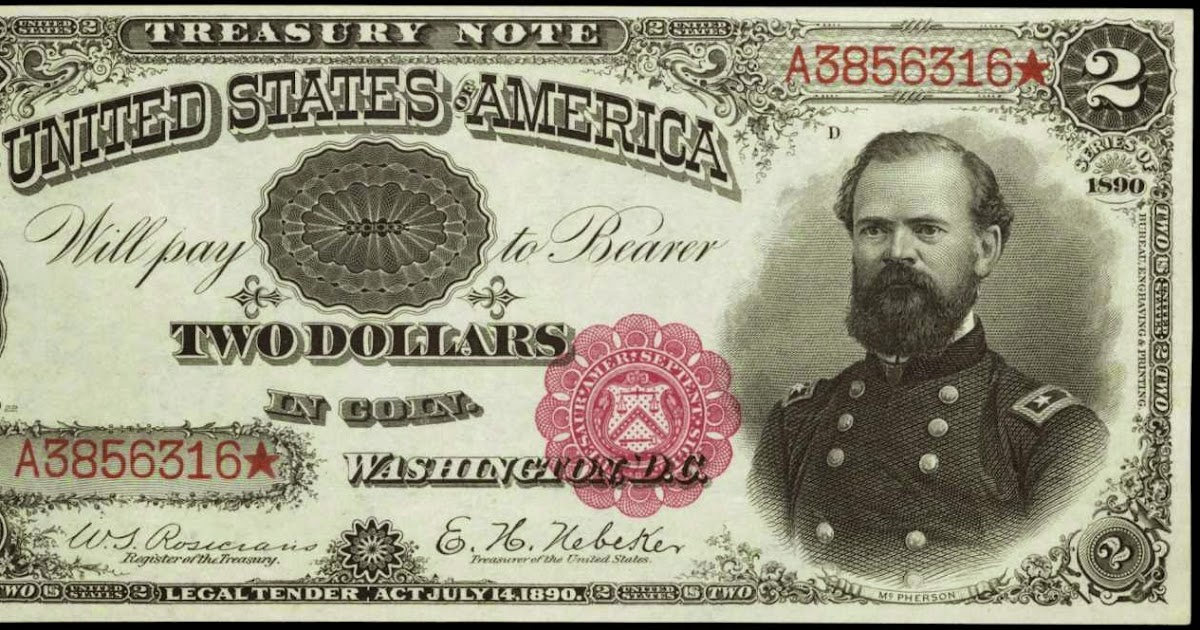 1890 Two Dollar Treasury or Coin Note|World Banknotes & Coins Pictures ...