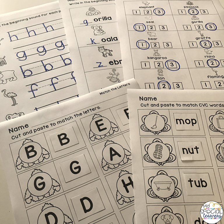 Grab & Go Monthly Math & ELA Worksheets - My Special Learners