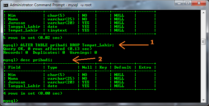 Tutorial Menghapus primary key dan menghapus kolom tabel mysql dengan ...