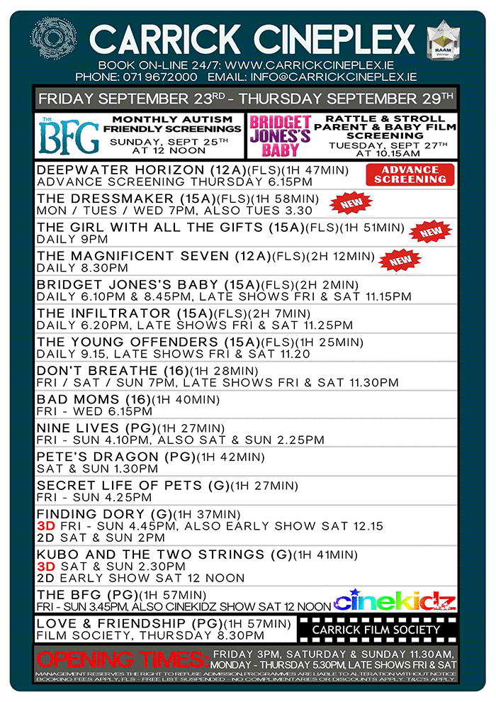 Carrick Cineplex: September 2016
