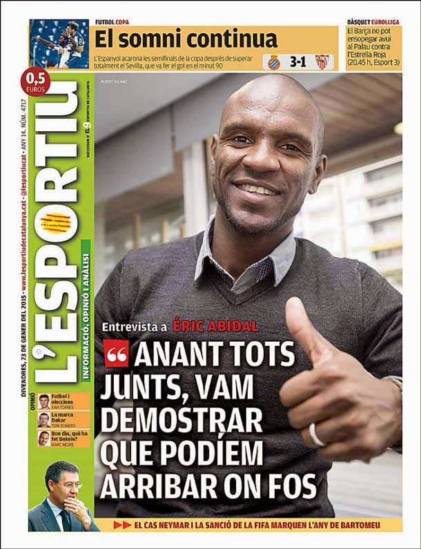 Portada L´Esportiu (23/01/2015) - Entrevista a Éric Abidal