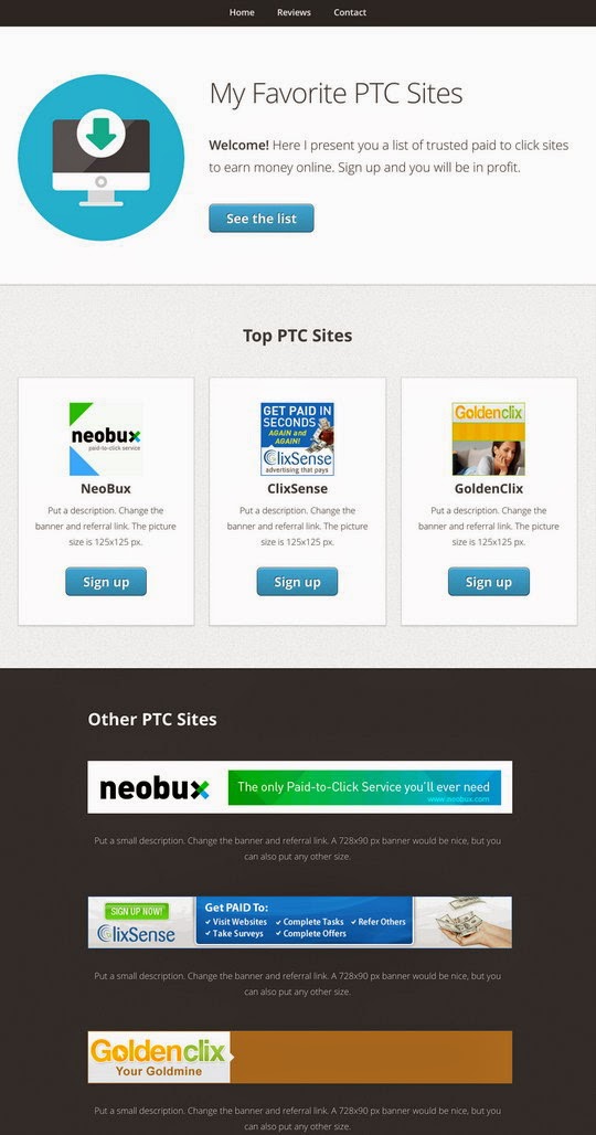 Free Web Templates For Promoting Paid To Click Referral Links