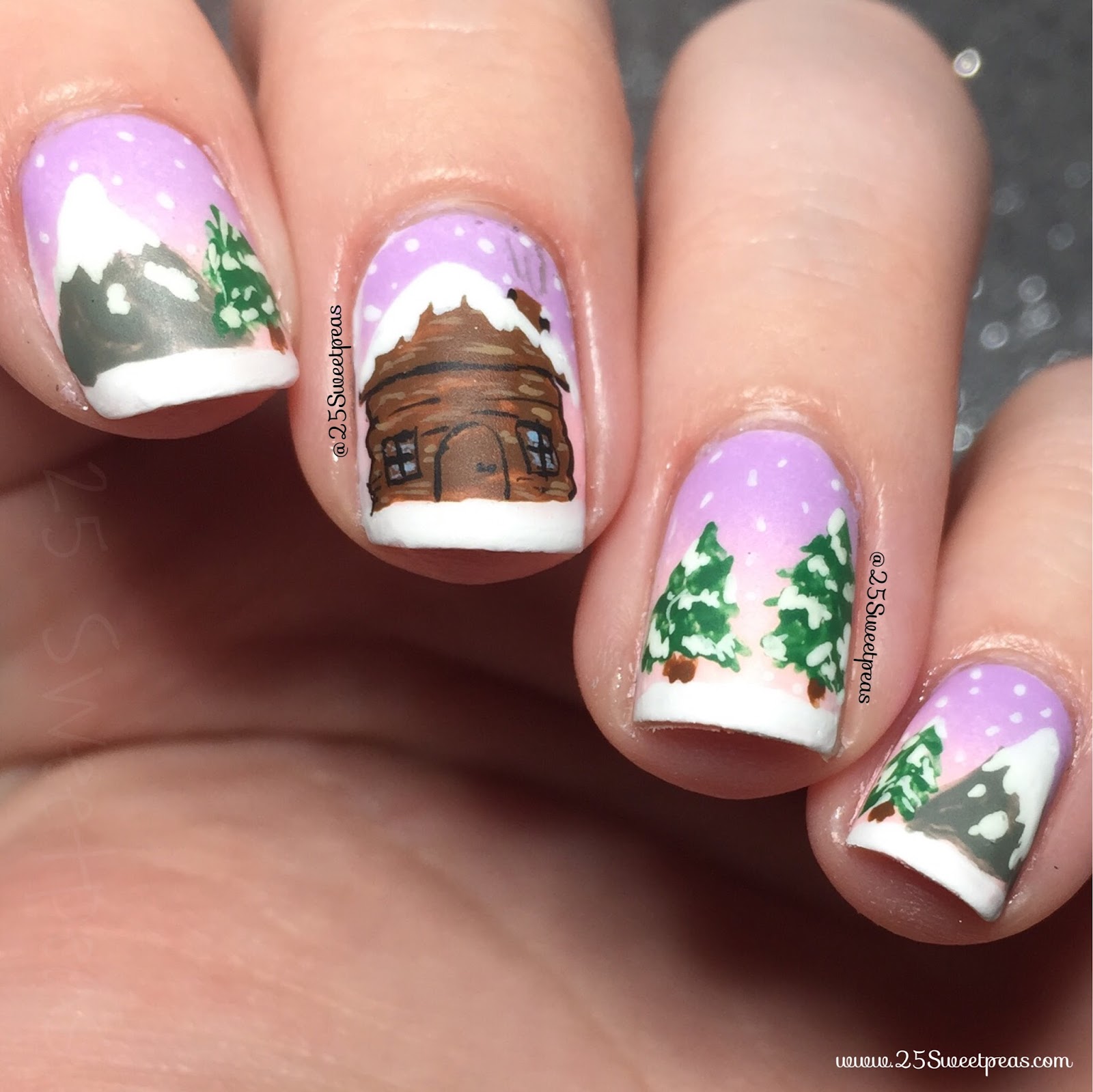 Winter Cabin in the Woods | Nail Art — 25 Sweetpeas