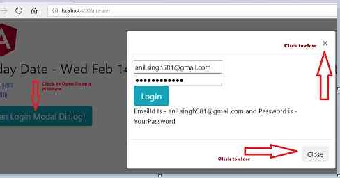 Angular 8, 7, 6, 5, 4, 2 - Open and Close Modal Popup Using Typescript and Bootstrap