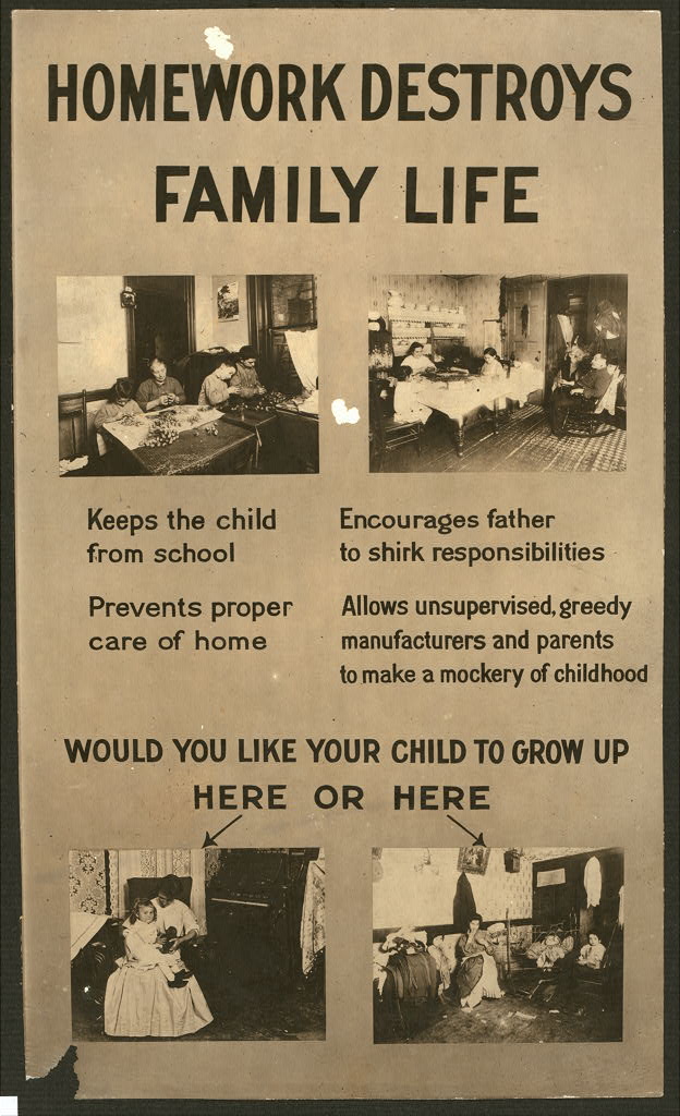 Children of the early 1900's: Homework destroys family life
