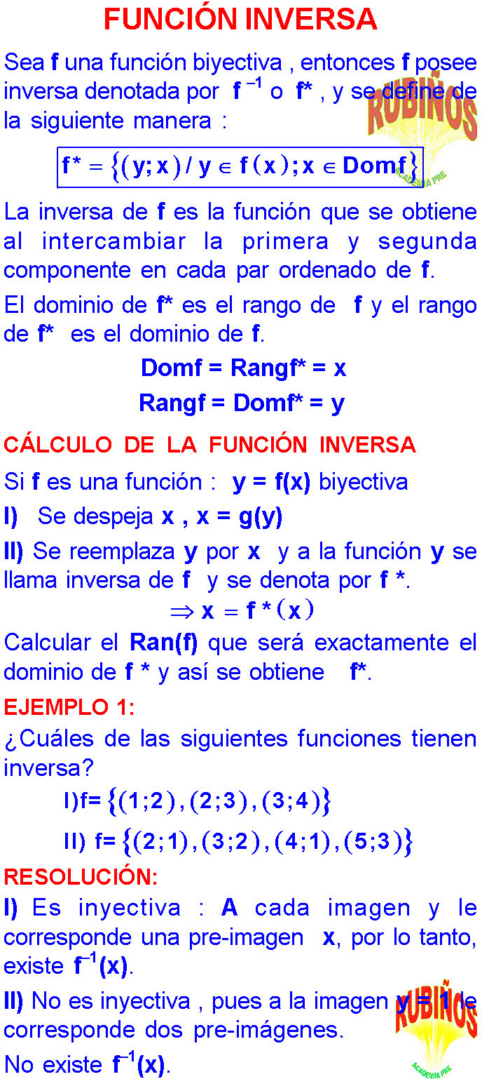 LA FUNCIÓN INVERSA EJERCICIOS RESUELTOS PDF