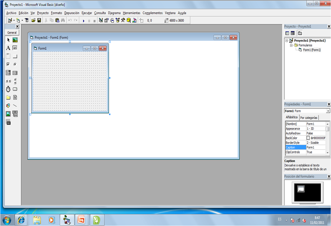 Elaborar sistemas de Informacion: VENTANA PRINCIPAL DE VISUAL BASIC