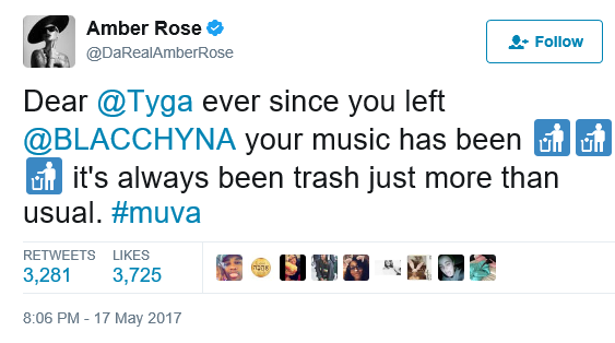 Amber Rose takes shots at Tyga in new tweet