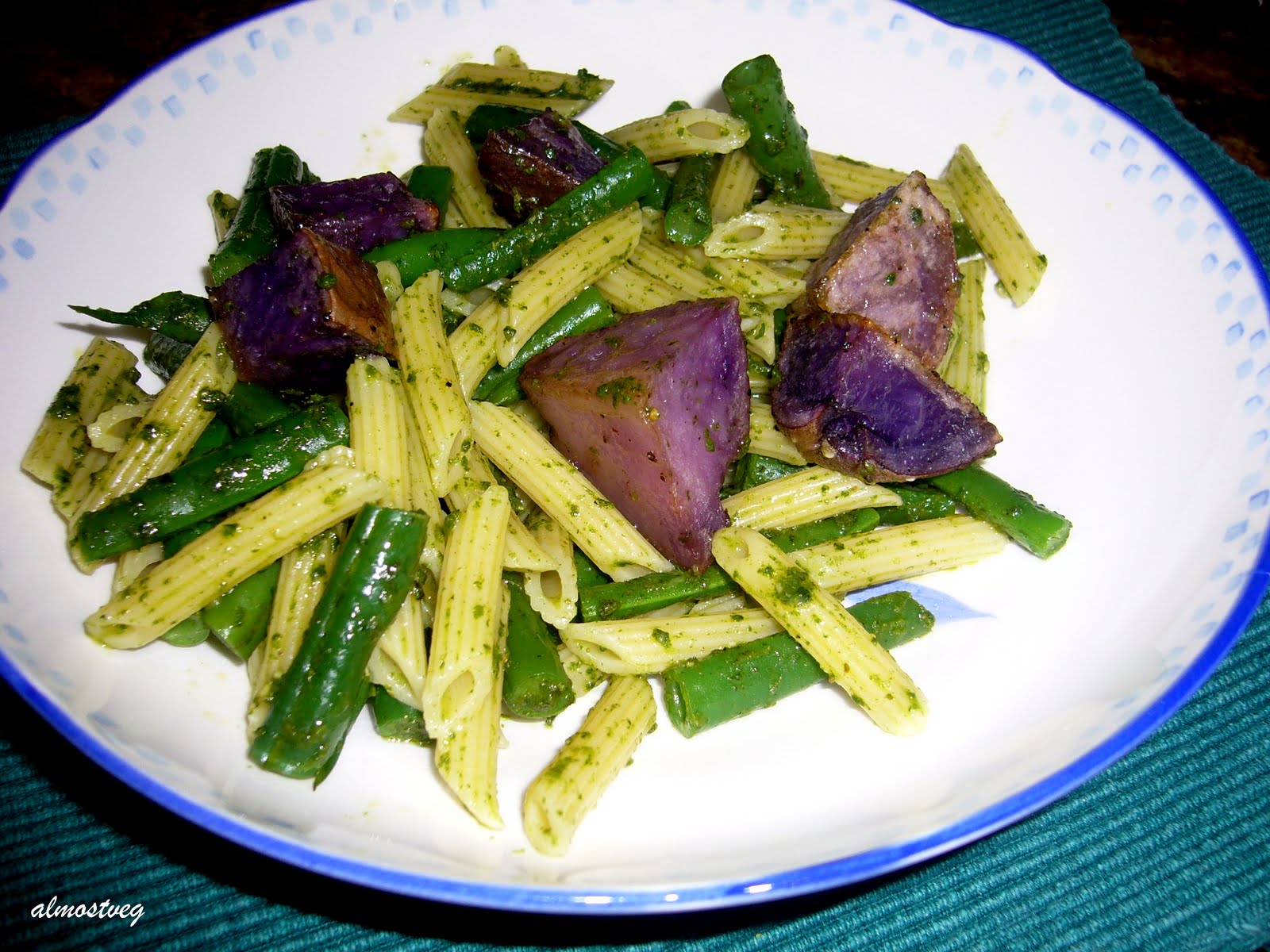 Pasta with purple potatoes