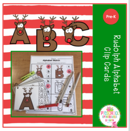 Rudolph Alphabet Clip Cards and Worksheets ~ Preschool Printables