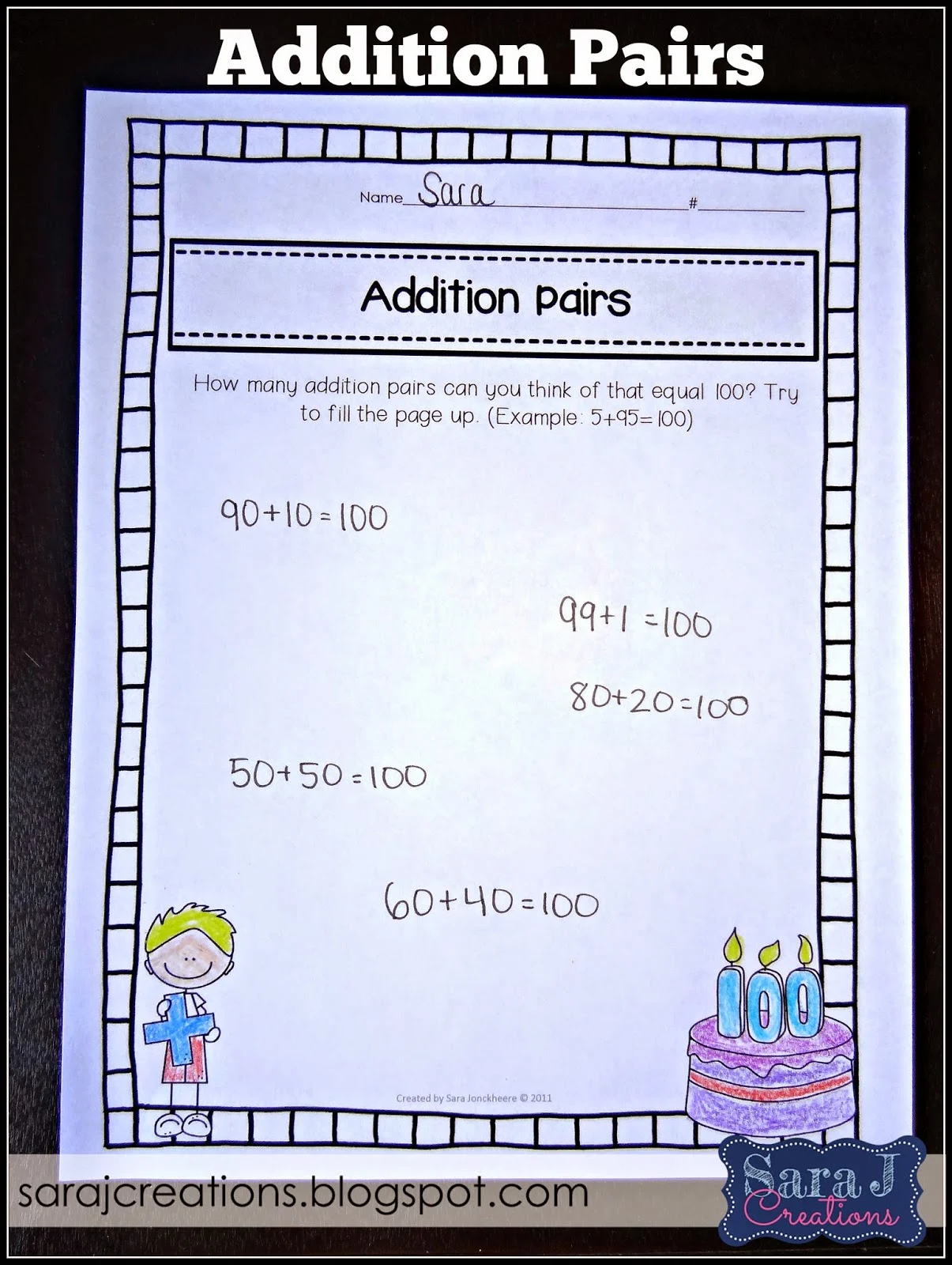 The 100th Day of School - Ideas and a FREEBIE | Sara J Creations