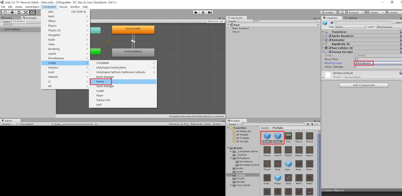 LateDreamer의 좌충우돌: Unity Tutorial: 2D Roguelike, part 9