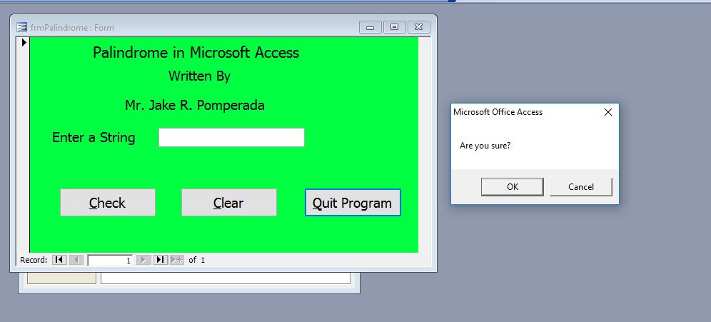 Free Programming Source Codes And Computer Programming Tutorials Palindrome In Microsoft Access