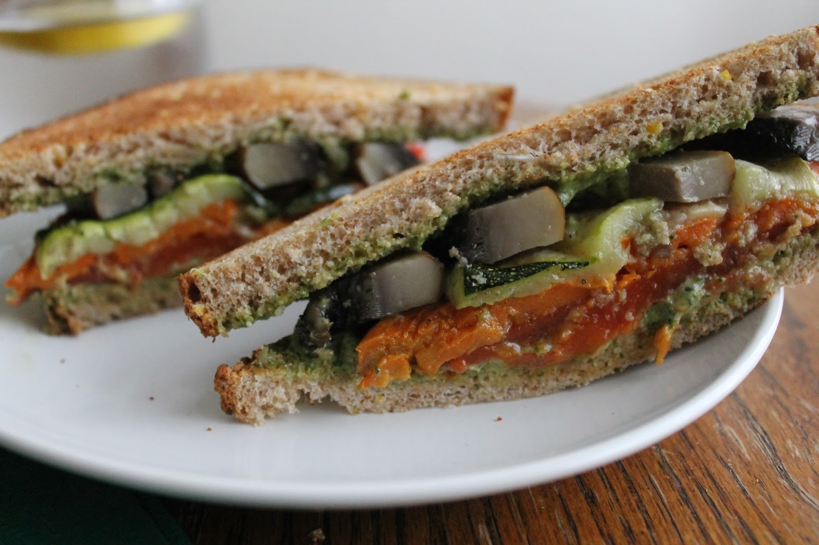 Roasted Vegetable & Creamy Pesto Sandwich - Flora Foodie