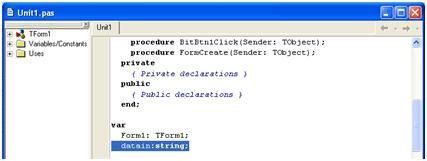 figure declare global variable named datain