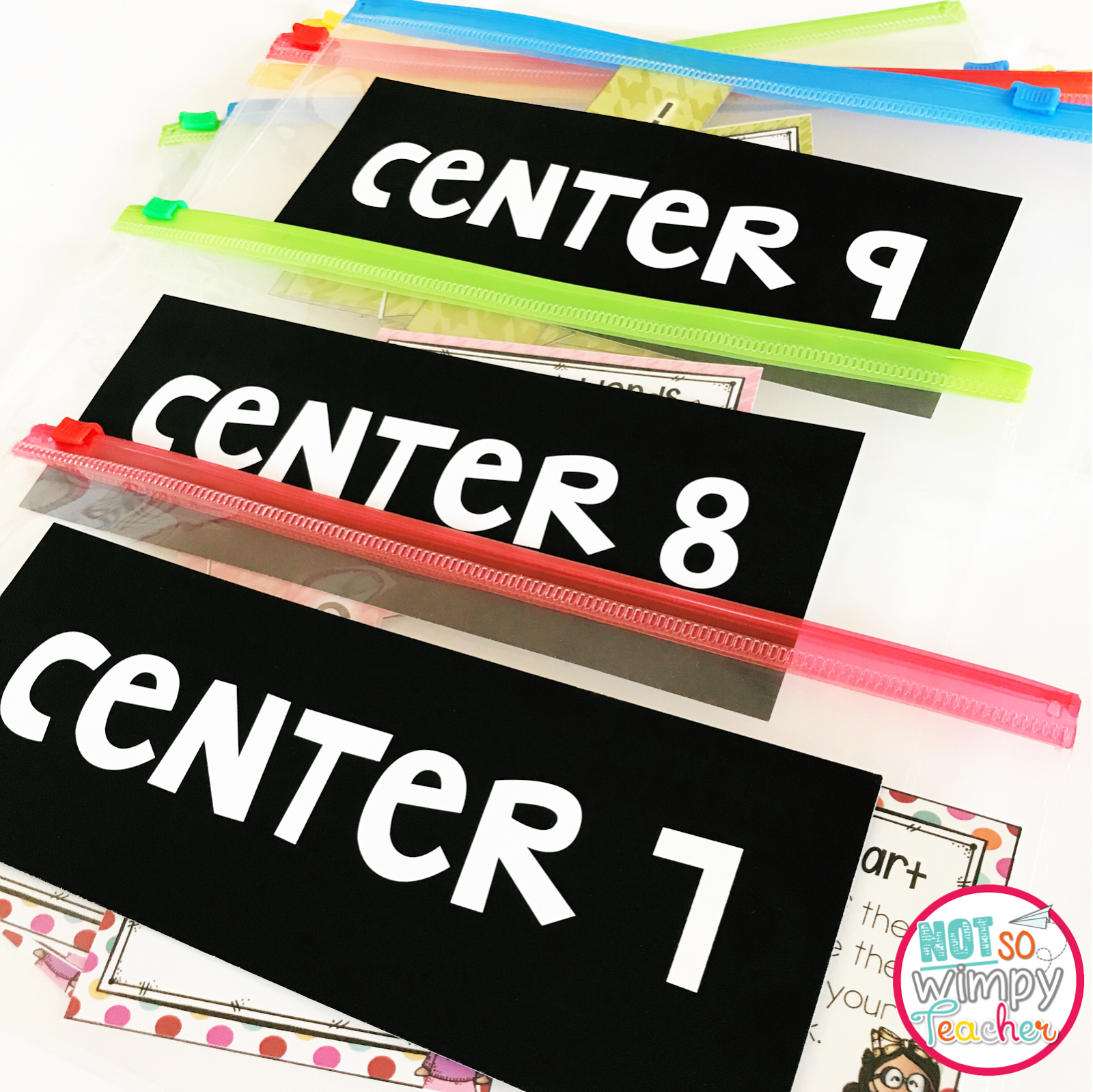 Organizing Math Centers {Free Labels} - Not So Wimpy Teacher