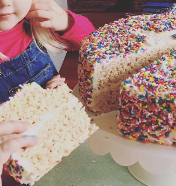 in the kitchen with dinah: rice krispies birthday cake
