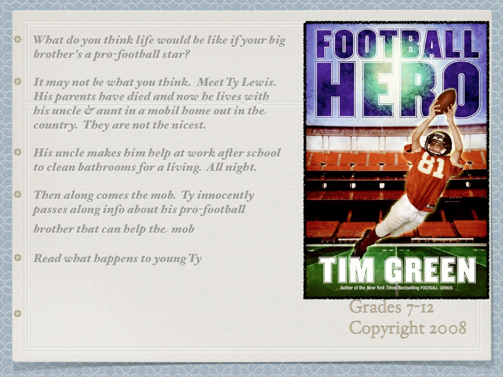 Young Adult Reading Machine: Football Hero by Tim Green