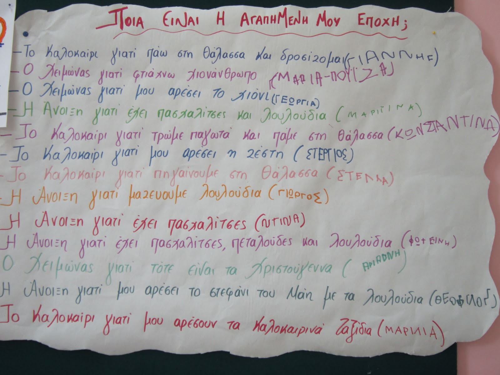 ΒΡΕΦΟΝΗΠΙΑΓΩΓΟΣ ΣΕ...ΔΡΑΣΗ!!!!: ΘΕΜΑ: "Η ΑΓΑΠΗΜΕΝΗ ΜΟΥ ΕΠΟΧΗ"