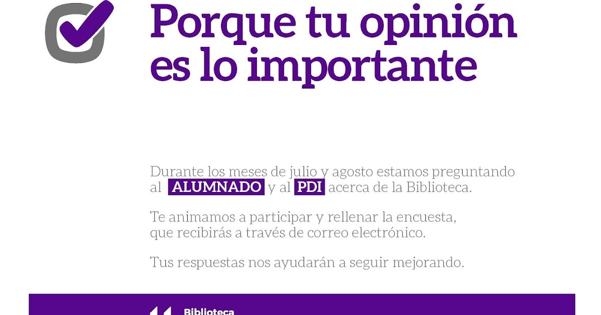 Biblioteca de Derecho y Ciencias Políticas y Sociales: Porque tu opinión es lo importante