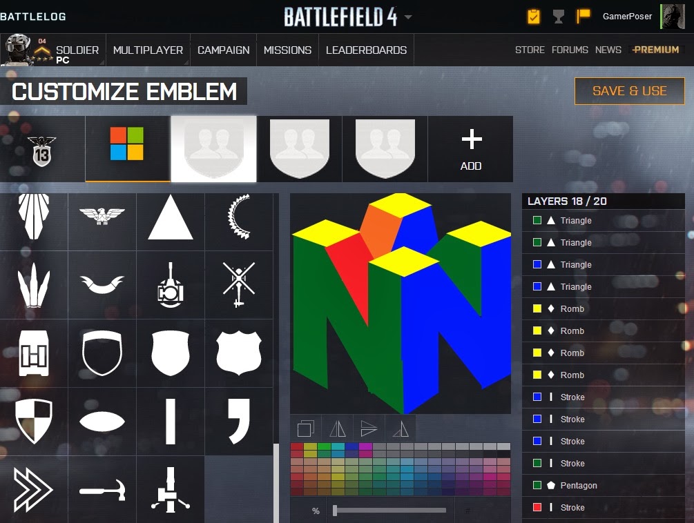 Gamer Poser Blog: Tutorial Emblema BF4 logotipo N64