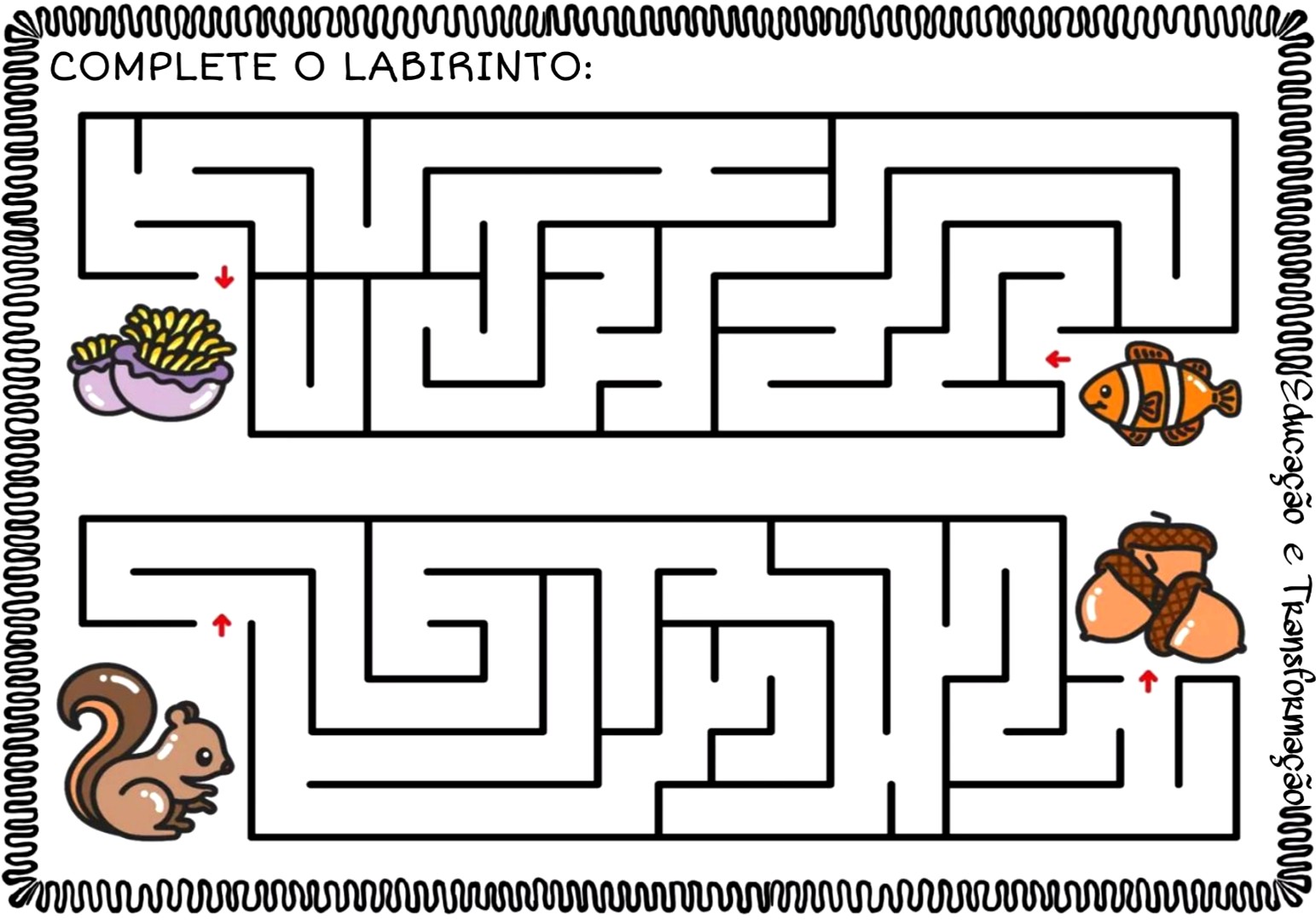 Labirinto Atividade para completar o labirinto e desenvolver a atenção ...