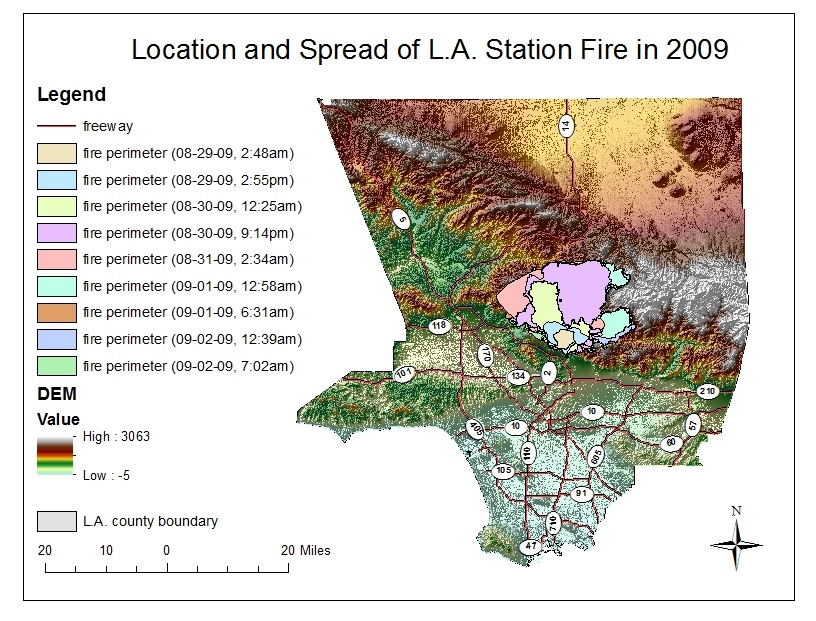 Geography 7 Blog: Homework 8: Mapping the Station Fire in ArcGIS