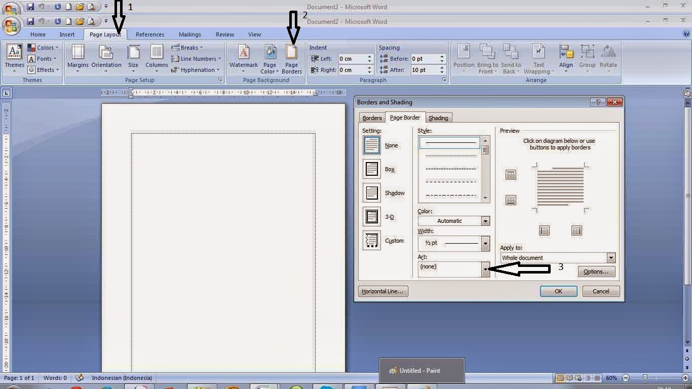 Membuat Bingkai Halaman Di Microsoft Words 2007 - Belajar Microsoft Word