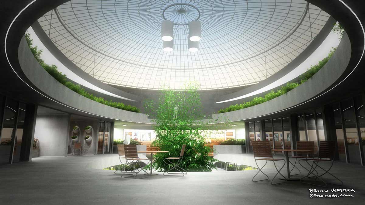 Domed atrium at Mars base by Bryan Versteeg | human Mars